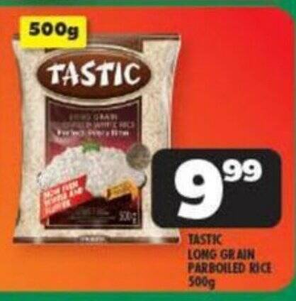 TASTIC LONG GRAIN PARBOILED RICE 500g offer at Usave