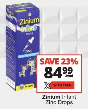 Zinium Infant Zinc Drops offer at Checkers