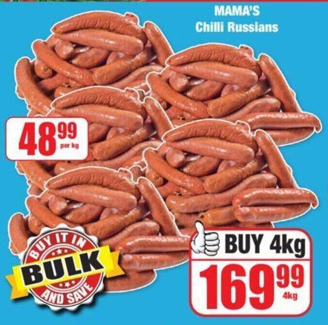 MAMA'S Chilli Russians per kg offer at Boxer
