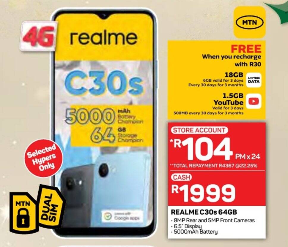 REALME C30s 64GB offer at Pick n Pay Hypermarket
