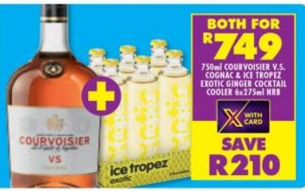 750ml COURVOISIER V.S. COGNAC & ICE TROPEZ EXOTIC GINGER COCKTAIL ...