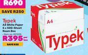 Typek a4 white paper 5 x 500 sheet ream box-per box offer at Game