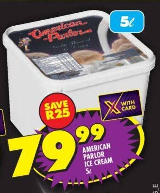 AMERICAN PARLOR ICE CREAM 5L offer at Shoprite