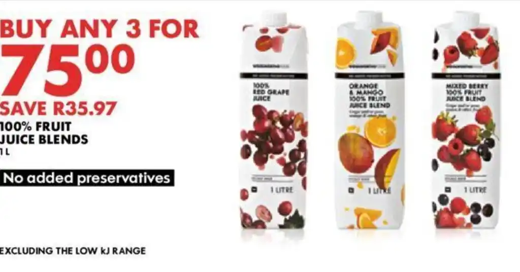 100% FRUIT JUICE BLENDS 1L offer at Woolworths