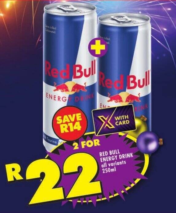 RED BULL ENERGY DRINK all variants 250ml offer at Shoprite