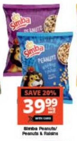 Simba Peanuts/ Peanuts & Raisins offer at Checkers