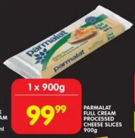 PARMALAT FULL CREAM PROCESSED CHEESE SLICES 900g offer at Shoprite