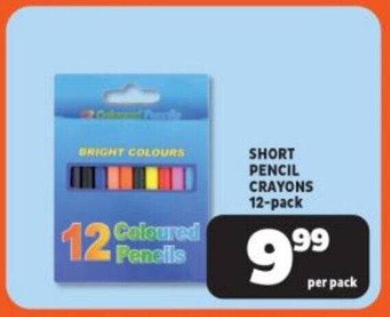 SHORT PENCIL CRAYONS 12-pack offer at Usave