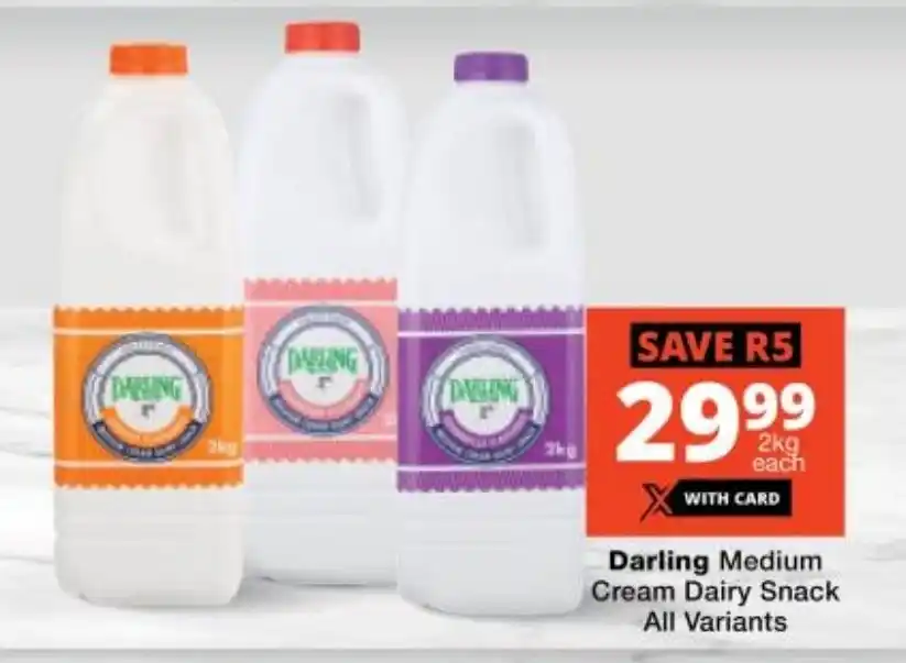 Darling Medium Cream Dairy Snack All Variants offer at Checkers