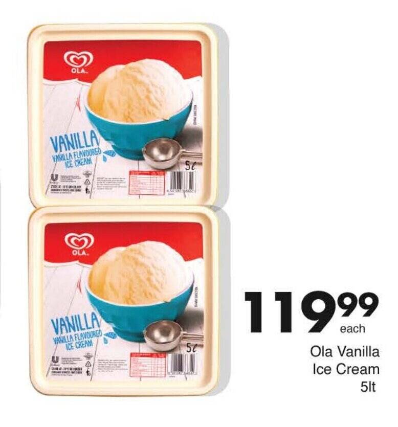 Ola Vanilla Ice Cream 5lt offer at Save