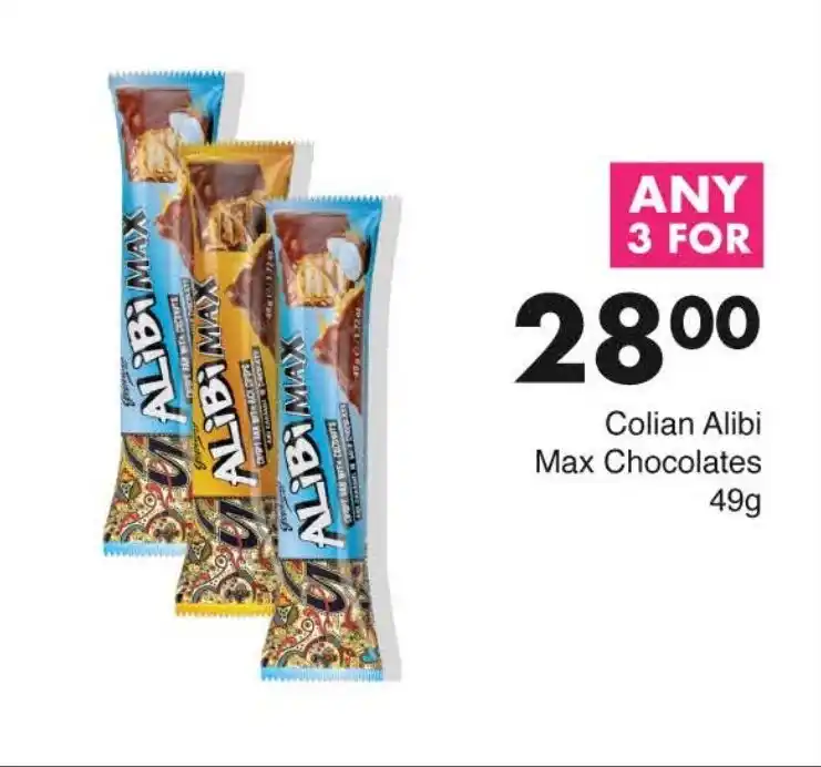 Colian Alibi Max Chocolates 49g offer at Save