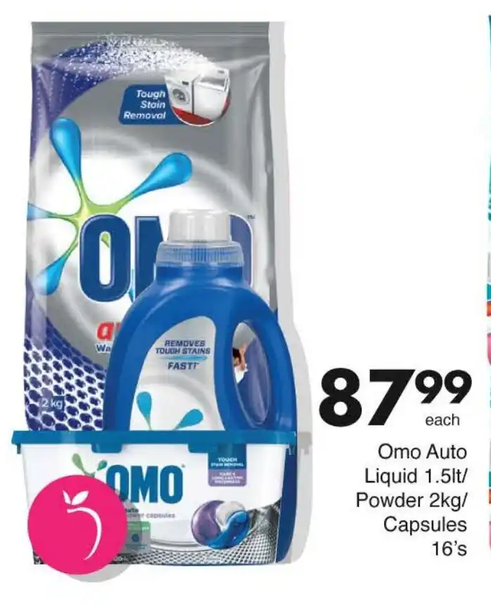 Omo Auto Liquid 1.5lt/ Powder 2kg/ Capsules 16's offer at Save