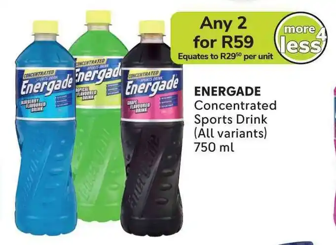 ENERGADE Concentrated Sports Drink (All variants) 750 ml offer at Makro