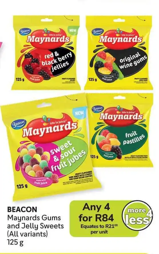 BEACON Maynards Gums and Jelly Sweets (All variants) 125g offer at Makro