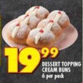 DESSERT TOPPING CREAM BUNS 6 per pack offer at Shoprite
