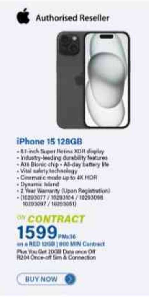 iPhone 15 128GB on Contract offer at Incredible Connection