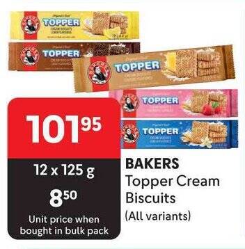 BAKERS Topper Cream Biscuits (All variants) offer at Makro