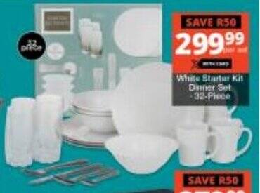 White Starter Kit Dinner Set 32-Piece offer at Checkers