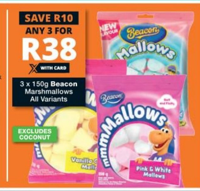 3x150g Beacon Marshmallows Offer At Checkers