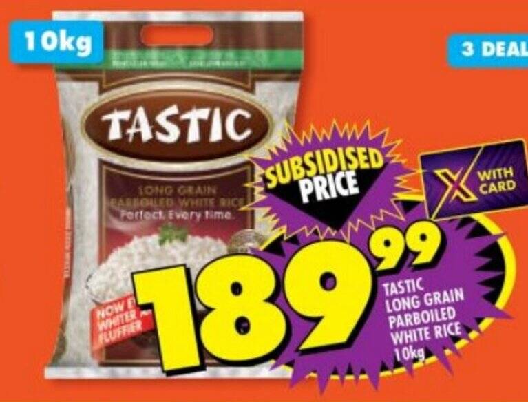 TASTIC LONG GRAIN EASBOLLED WHITE RICE 10kg offer at Shoprite