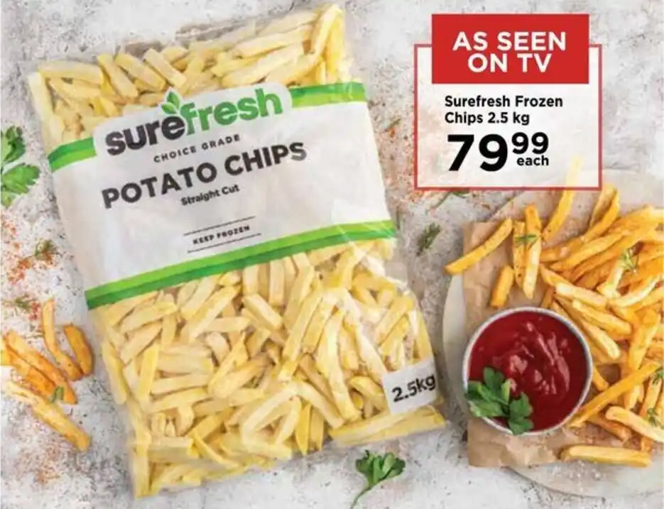 Surefresh Frozen Chips 2.5kg offer at Food Lover's Market