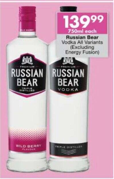 750ml Russian Bear Vodka All Variants offer at President Hyper