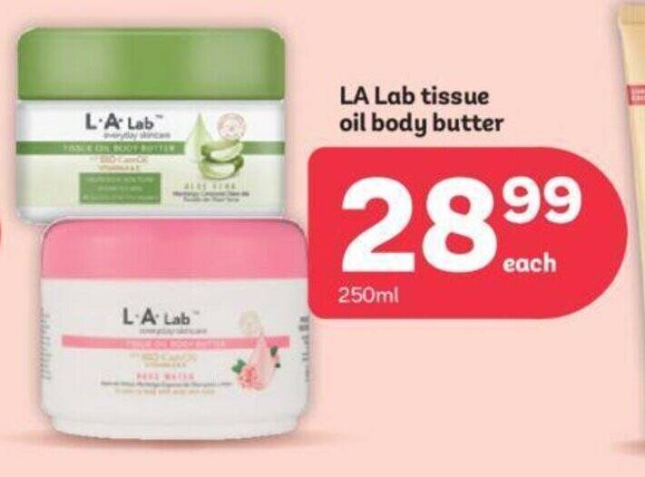 LA Lab Tissue Oil Body Butter 250ml offer at PEP