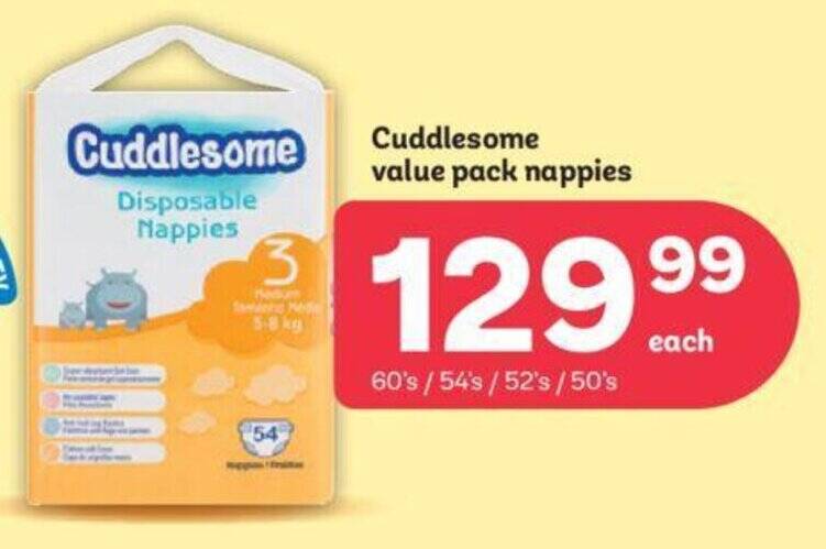Cuddlesome value pack nappies offer at PEP