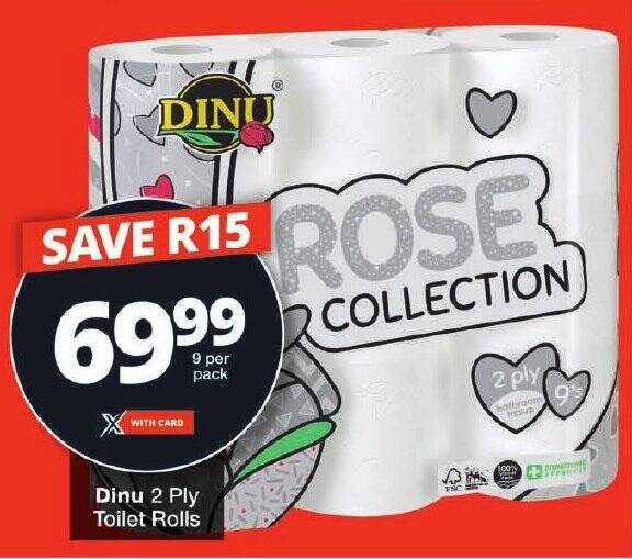 Dinu 2 Ply Toilet Rolls offer at Checkers Dinu 2 Ply Toilet Rolls offer at Checkers