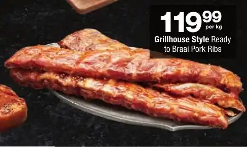 Grillhouse Style Ready to Braai Pork Ribs offer at Checkers