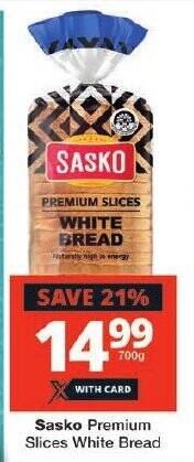 Sasko Premium Slices White Bread offer at Checkers