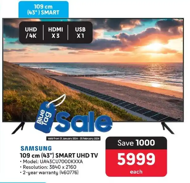 SAMSUNG 109cm (43") SMART UHD TV offer at Makro
