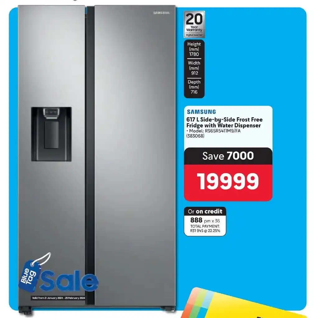 SAMSUNG 617L Side-by-Side Frost Free Fridge with Water Dispenser offer ...