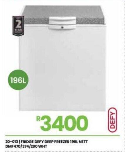 FRIDGE DEFY DEEP FREEZER 196L NETT DMF470/374/290 WHT offer at Fair Price