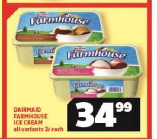 Dairmaid Farmhouse Ice Cream All Variants 2L Each offer at Usave