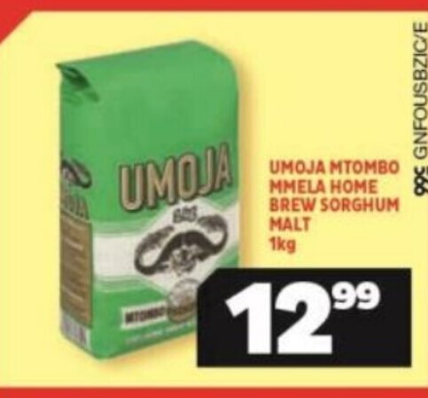 Umoja Mtombo Mmela Home Brew Sorghum Malt 1kg offer at Usave