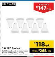 Lightworx 3 W LED Globes-Per Pk offer at Makro