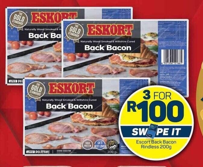 Escort Back Bacon Rindless 200g offer at Pick n Pay Hypermarket