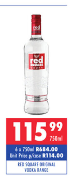 Red Square Original Vodka Range 750ml offer at Ultra Liquors