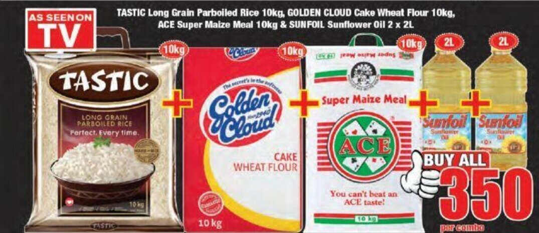 Tastic Long Grain parboiled Rice 10kg, Golden Cloud Cake Wheat Flour ...