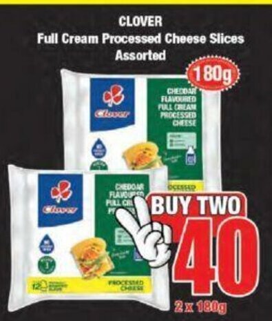 Clover Full Cream Processed Cheese Slices Assorted 2x 180g offer at Boxer