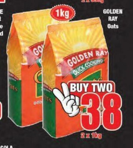 Golden Ray Oats 2 x 1kg offer at Boxer