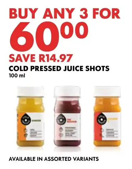 COLD PRESSED JUICE SHOTS 100ml offer at Woolworths