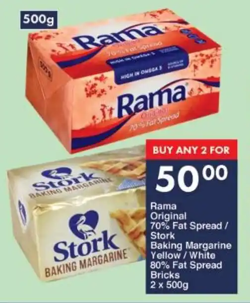 Rama Original 70% Fat Spread/ Stork Baking Margarine Yellow/White 80% ...