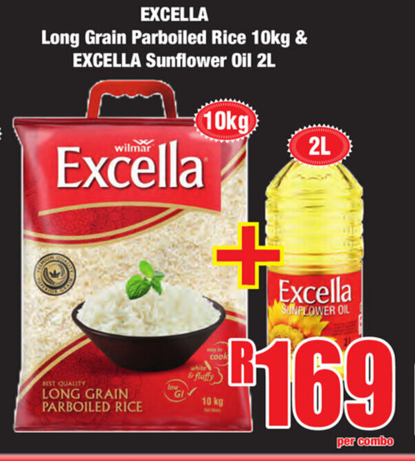 Excella Long Grain Parboiled Rice 10kg & Excella Sunflower Oil 2L offer ...
