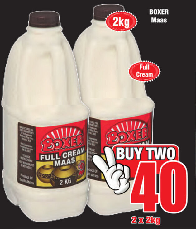 Boxer Maas Full Cream 2x2kg offer at Boxer Superstores