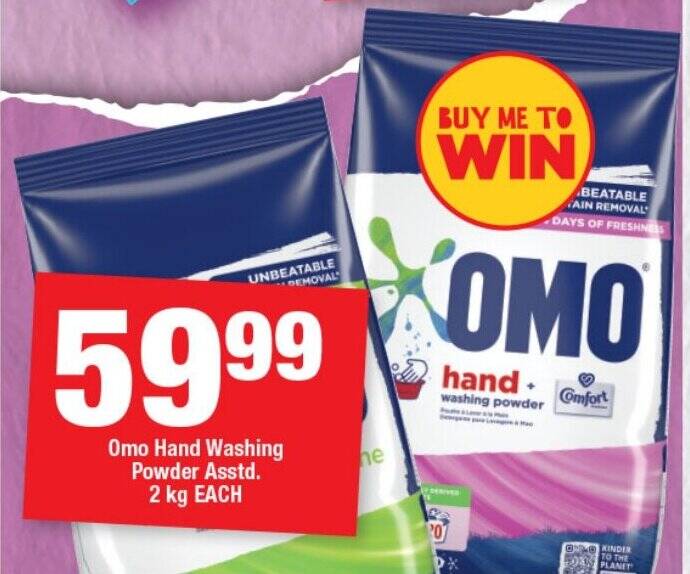 Omo Hand Washing Powder Asstd. 2kg EACH offer at OK Foods