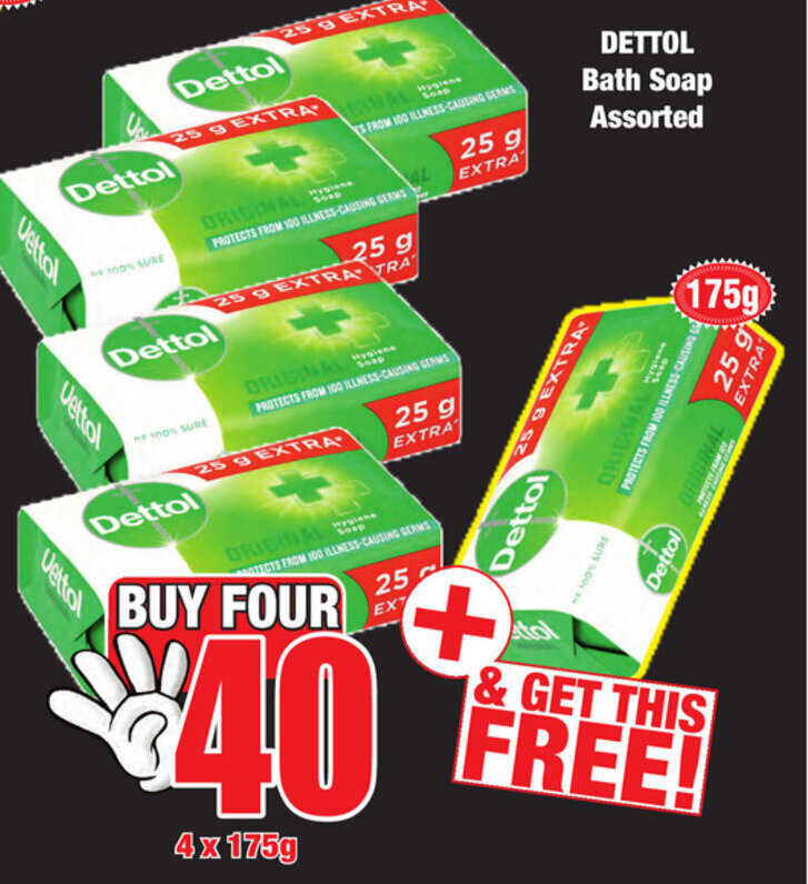 Dettol Bath Soap Assorted 4x175g offer at Boxer Superstores