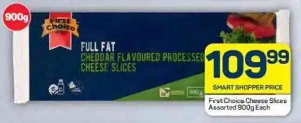First Choice Cheese Slices Assorted 900g Each offer at Pick n Pay