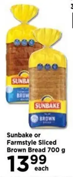 Sunbake or Farmstyle Sliced Brown Bread 700g offer at Food Lover's Market
